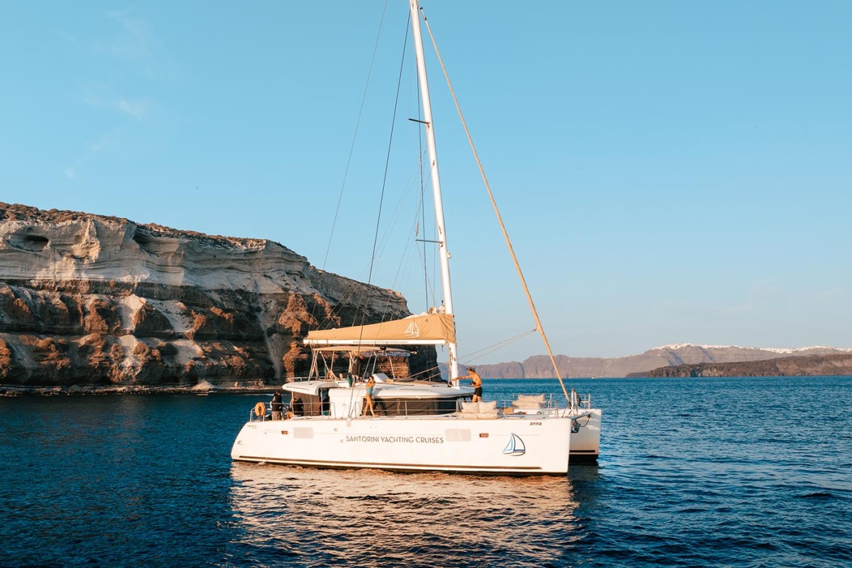 Book online: Santorini: Luxury Sunset Cruise with BBQ & Open Bar ...