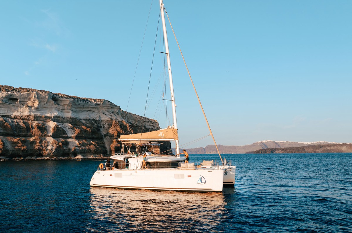 Book online: Santorini: Luxury Sunset Cruise with BBQ & Open Bar ...